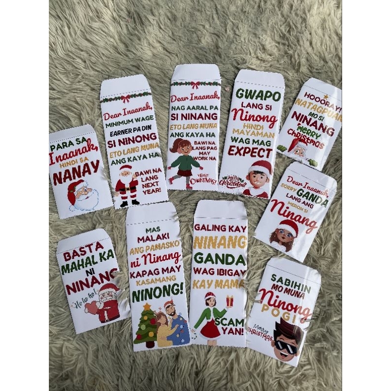 10pcs Christmas angpao money envelope gift inaanak ninang ninong | Shopee Philippines