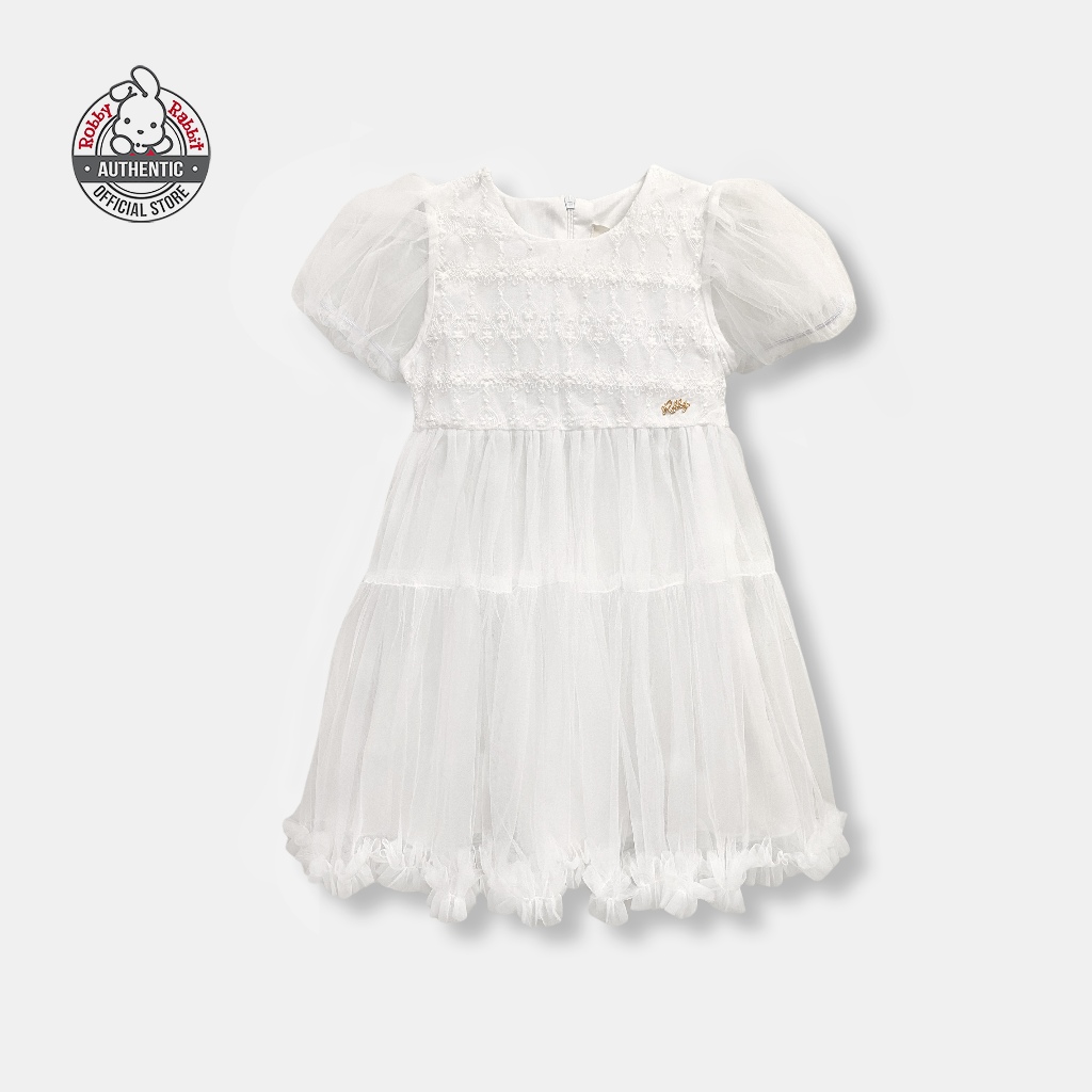 Robby Rabbit Twirling Tulle Puff Sleeve Dress (White) | Shopee Philippines