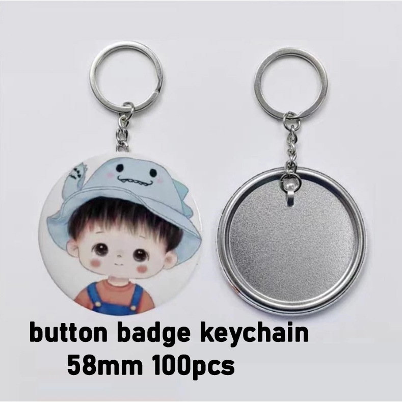 100pcs button badge keychain 58mm matte surface metal back button badge ...