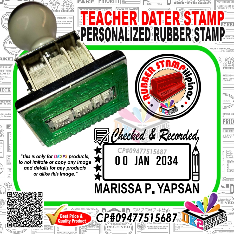 Teacher Dater Customized Personalized Rubber Stamp | Shopee Philippines