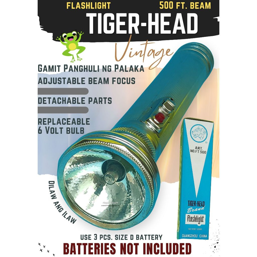 Vintage Flashlight Tiger-Head Brand Tiger Head Flashlight 500 ft. feet ...