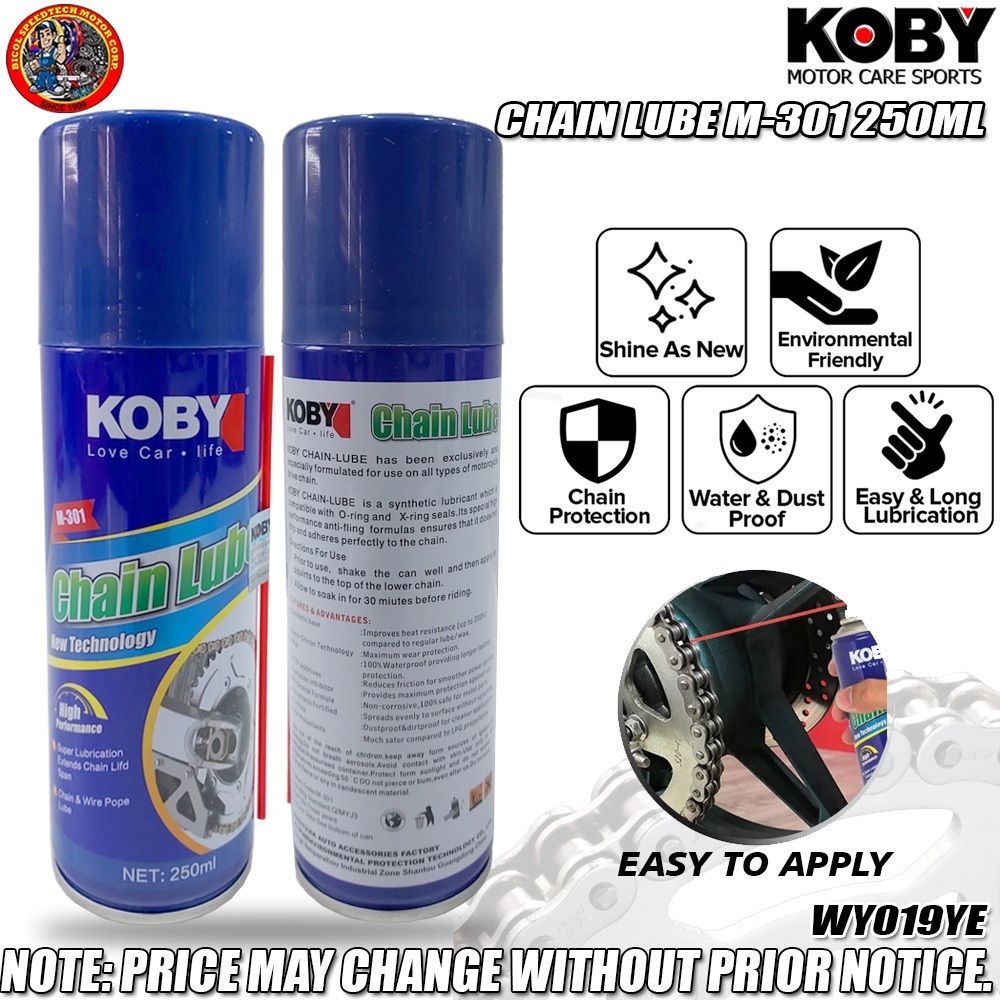 KOBY CHAIN LUBE M-301 ORIGINAL 250ML (WY019YE) | Shopee Philippines