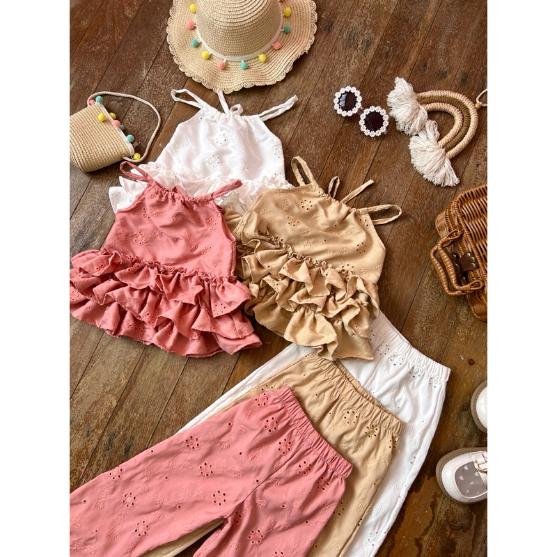 SAGANA terno ruffle top and tokong set halter neck-line kids girls ...