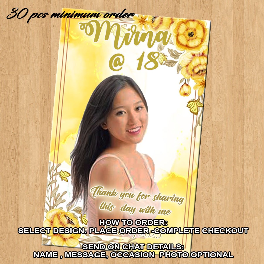 ATM size Personalized Ref Magnets Yellow Theme for Birthday Debut ...