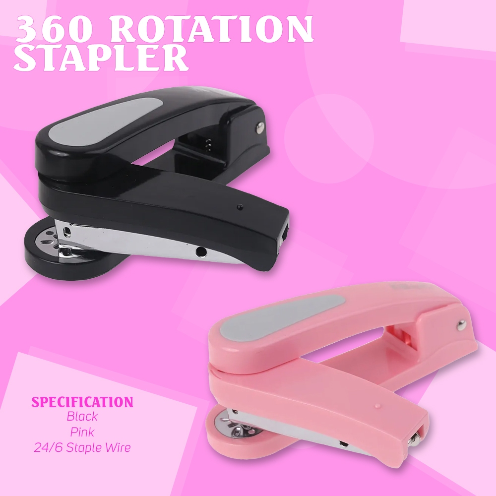 360 Stapler Rotation Heavy Duty Stapler PINK | BLACK | Shopee Philippines