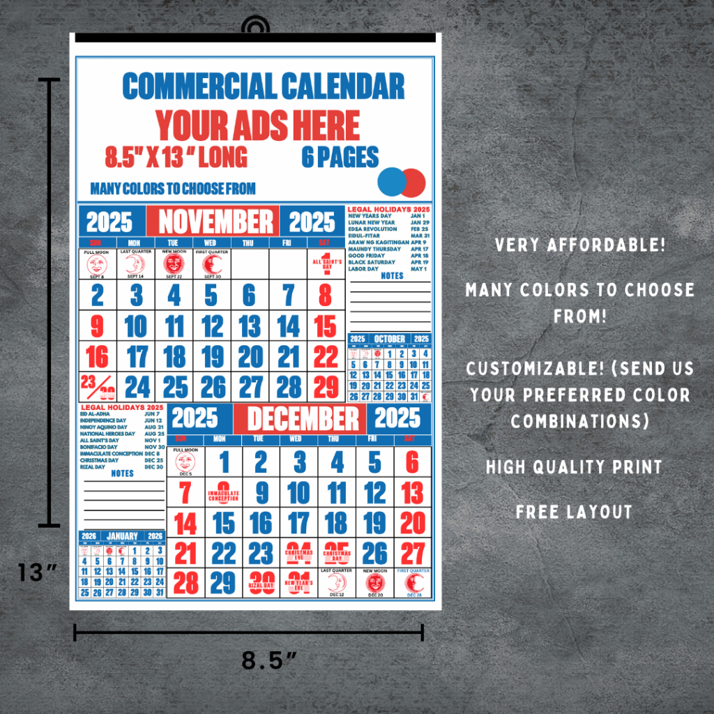 Personalized Calendar Commercial Calendar Business Calendar 2025 (6 ...