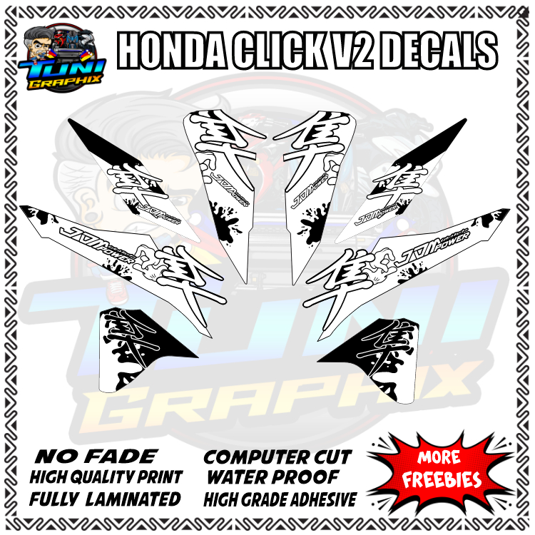 HONDA CLICK 125 V2 HAYABUSA V2 NEW DESIGN DECALS (High Quality Print ...