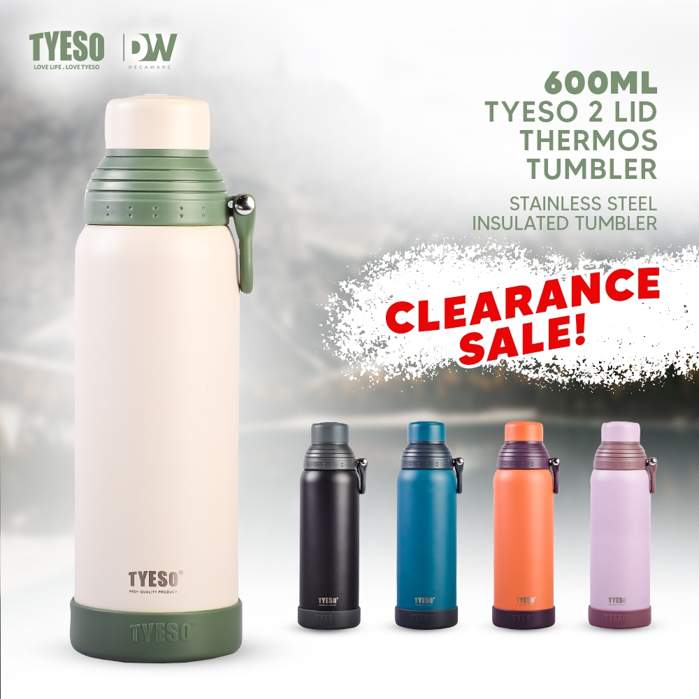 TYESO 600ml Vacuum Insulated Tumbler Stainless Steel Thermos with 2 ...