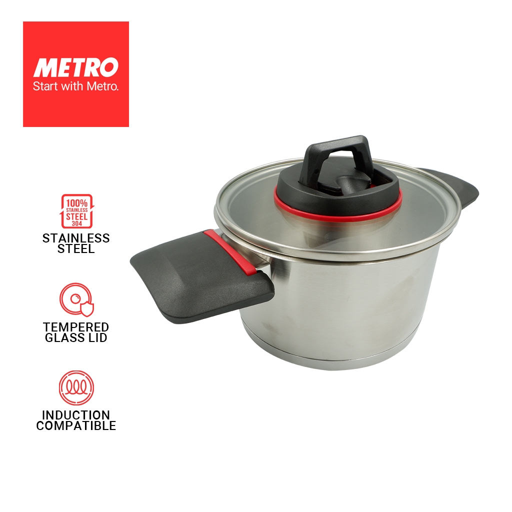 Primera by Metro Cookwares Sauce Pot w/Glass Lid Stainless Steel ...