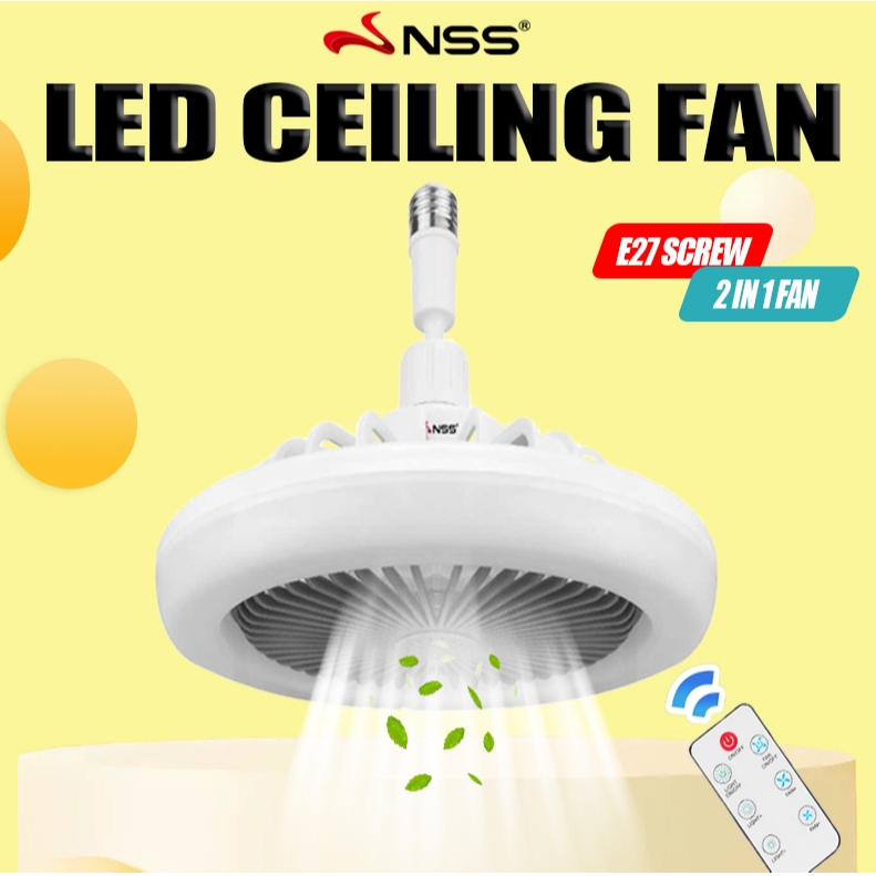 NSS LED Ceiling Fan With Remote Control 3Speed Angle Adjust Wall Fan ...