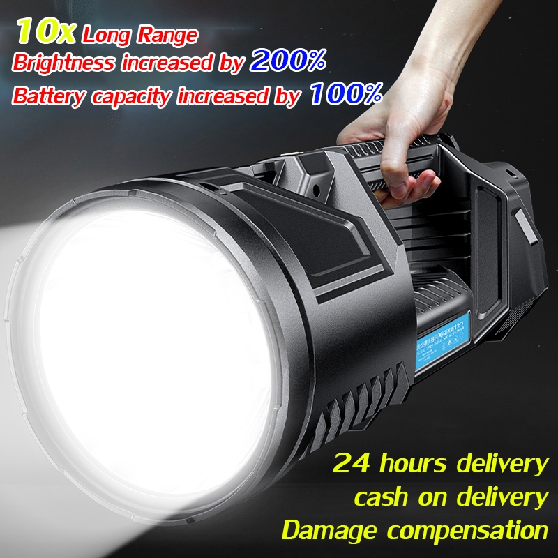 LED wick+side searchlight flashlight rechargeable heavy duty camping ...