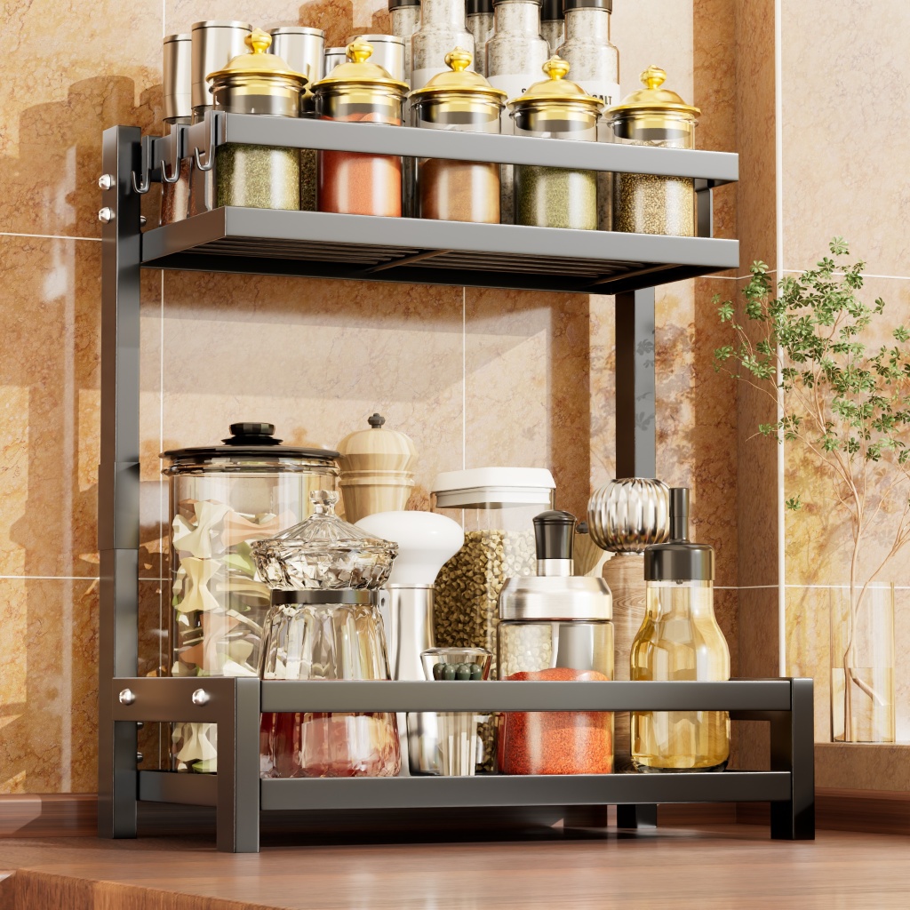 Kitchen storage rack kitchen spice rack carbon steel storage rack ...