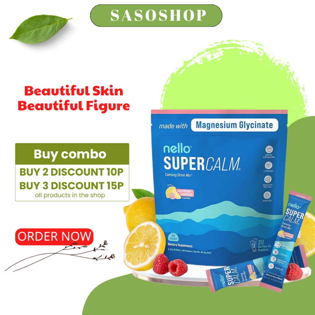 Nello Supercalm Powdered Drink Mix, Raspberry Lemonade, L Theanine, Ksm ...