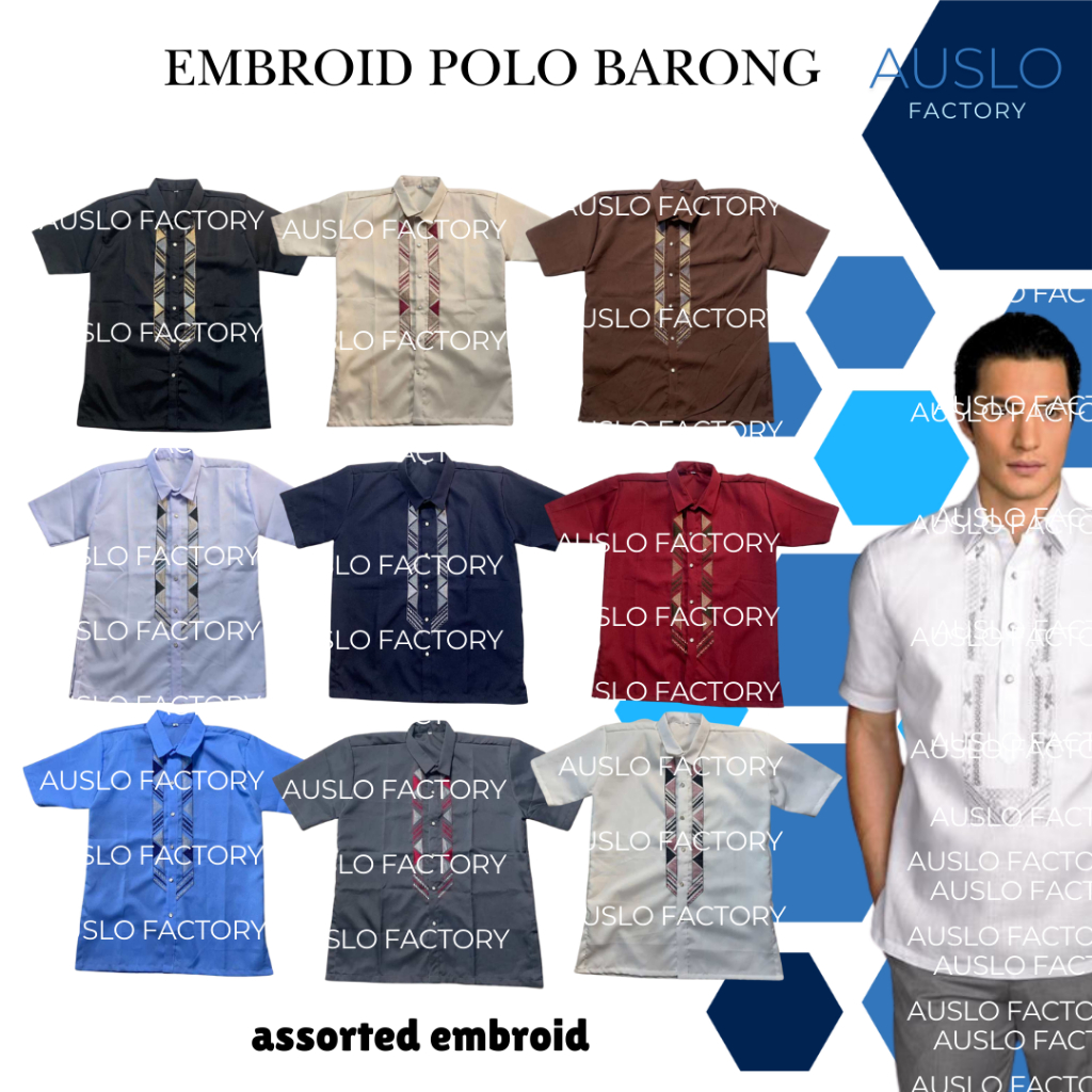 Af Assorted Detailed Embroid Polo Barong Formal Attire live | Shopee ...