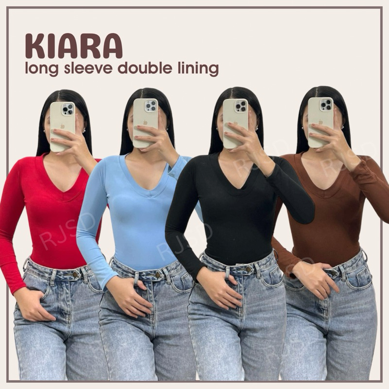 RJSD | KIARA V- Neck Long Sleeve Full Length Double Lining Top for ...