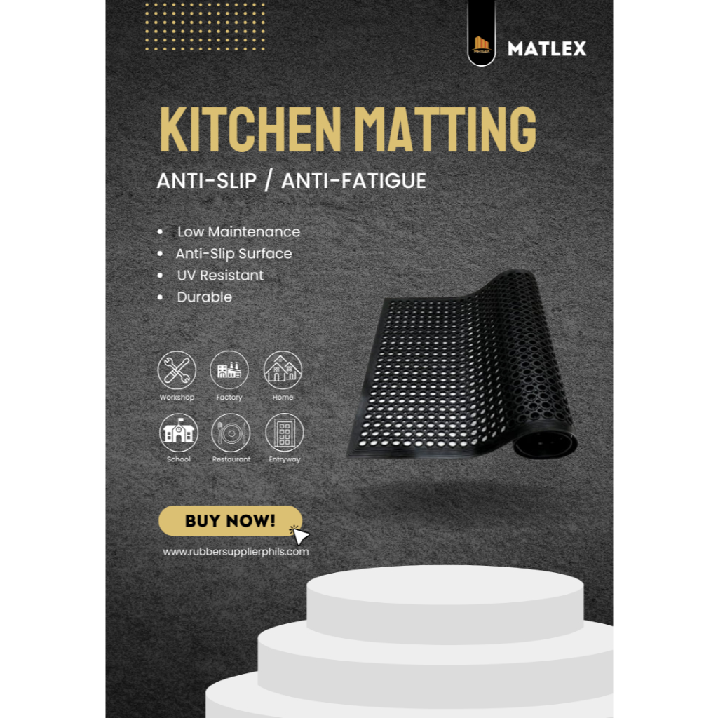 Matlex Anti Fatigue Rubber Matting Anti Slip 600mm(2ft) x 900mm(3ft) x ...