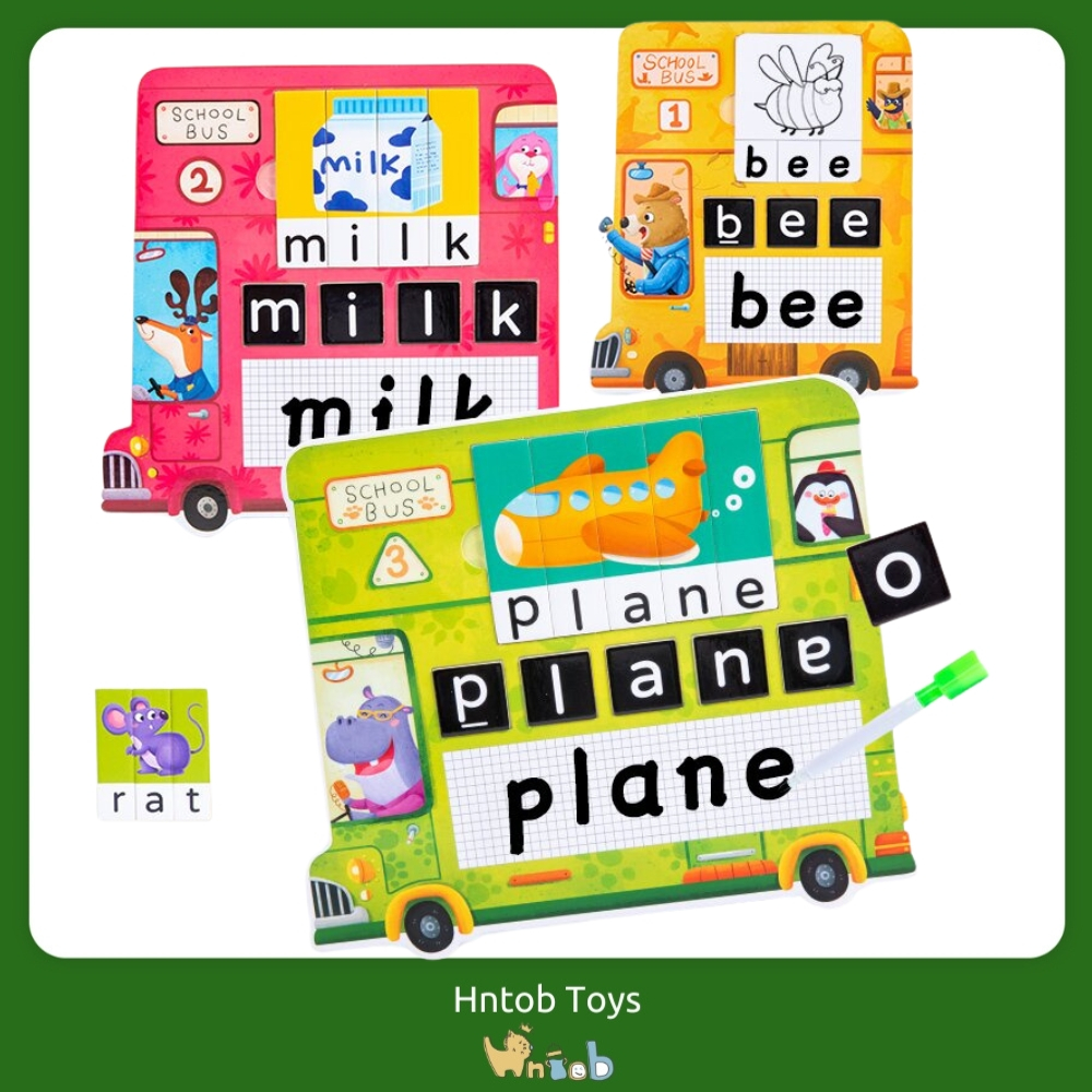 Hntob English Puzzle Enlightenment Wooden Toy Children Kids Who Start ...