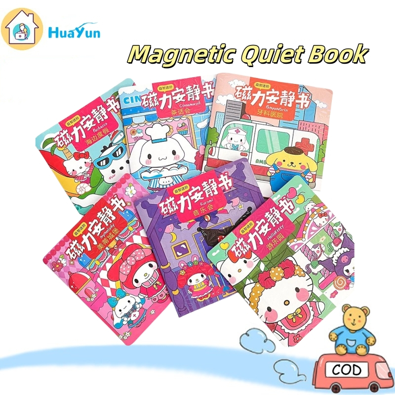 Cartoon Magnetic Toys Sanrio Quiet Book Doll House Book Set Kuromi ...