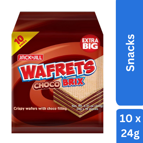 Jack 'n Jill Wafrets Brix Chocolate 24g Pack of 10 | Shopee Philippines