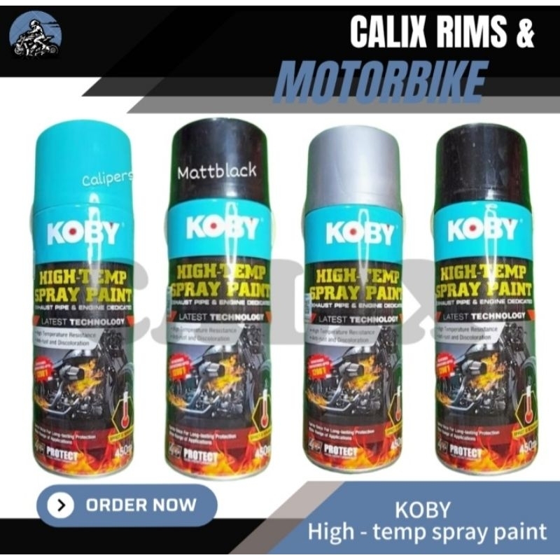 KOBY High-Temp Spray Paint (Black, Silver, Mattblack, Caliper Silver ...