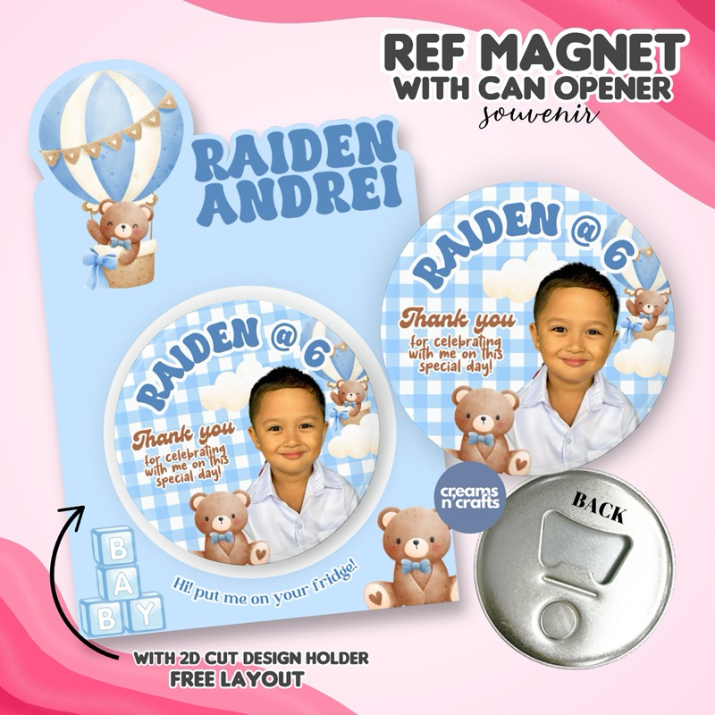 Badge Ref Magnet with Bottle Opener Round Souvenir, Personalized Badge ...