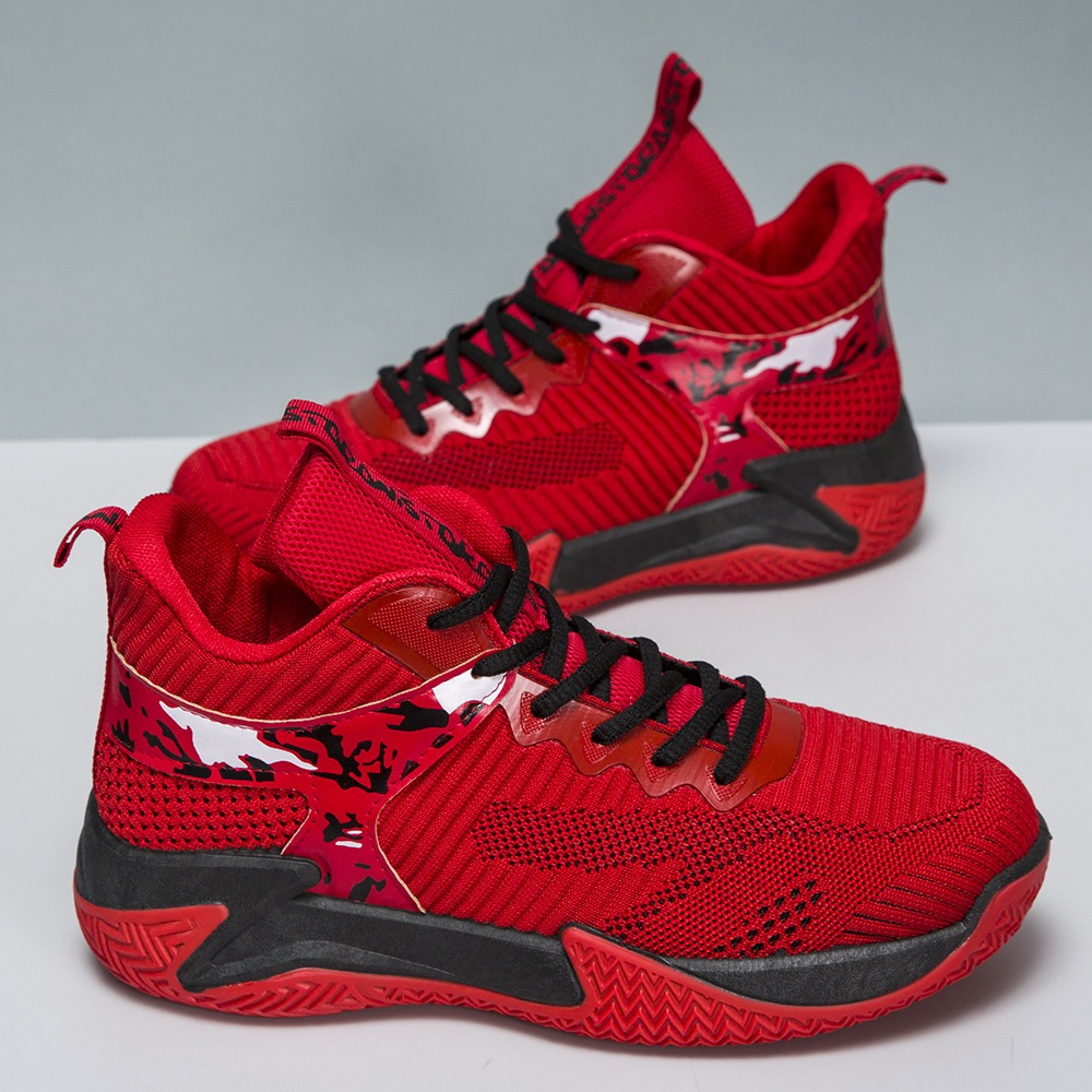 Unique Red Basketball Shoes For Men Breathable Upper Sports Shoes Men ...