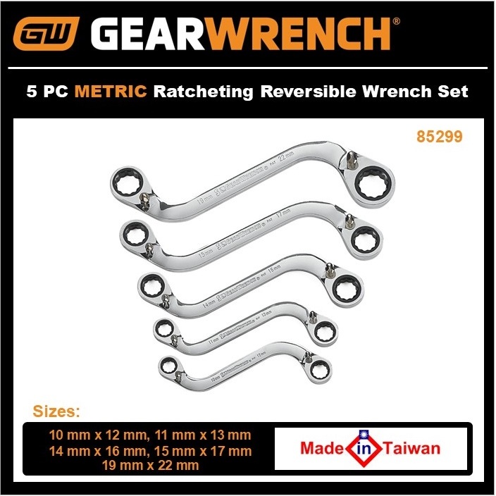 GearWrench 5-piece Reversible S-Shape Ratcheting Metric Wrench Set - 85299 | Shopee Philippines