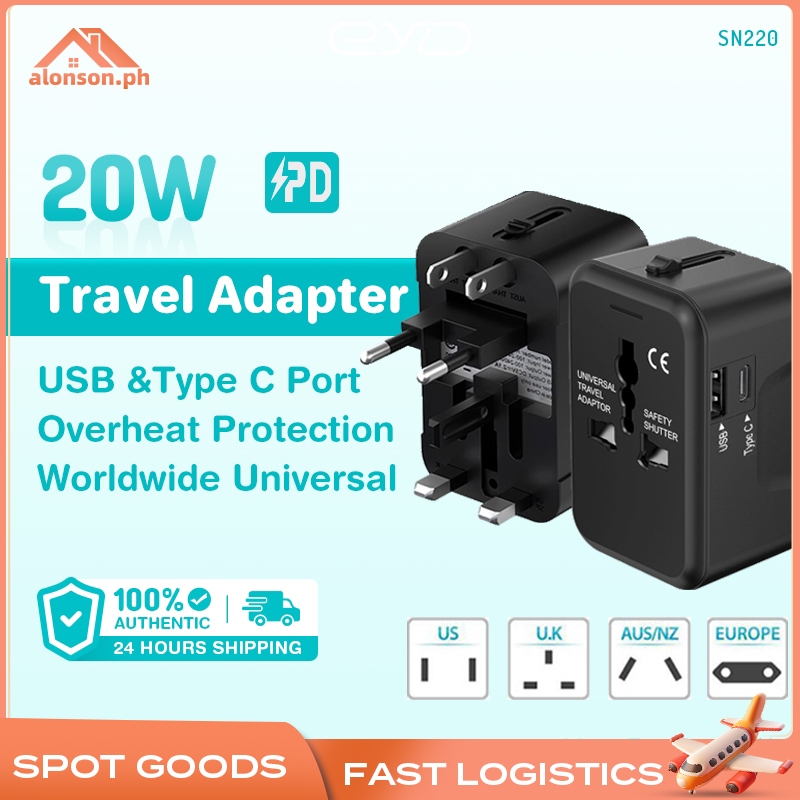 Universal Travel Plug Adapter 2 USB Port World Travel AC Power Charger AU US UK EU Converter ...