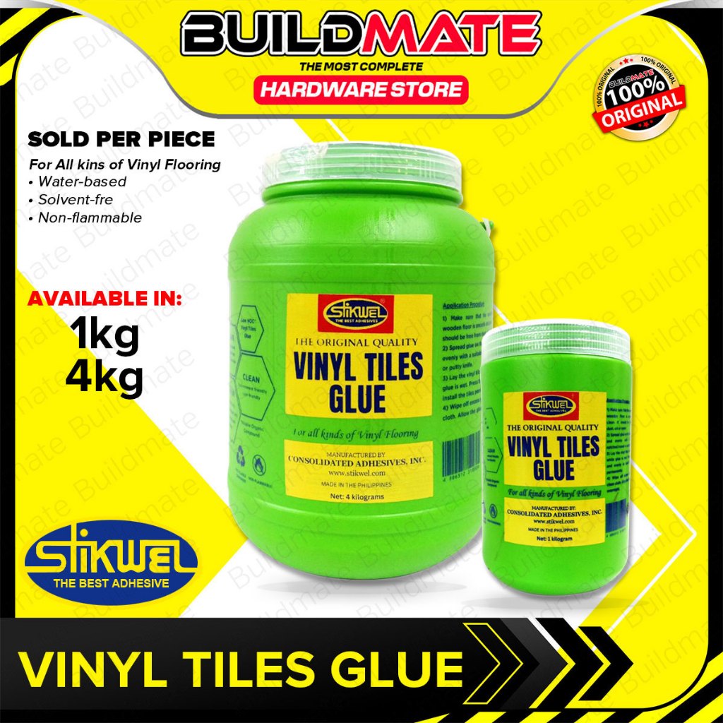 BUILDMATE Stikwel Vinyl Tiles Glue 1kg / 4kg Vinyl Fixing Adhesive Tile ...