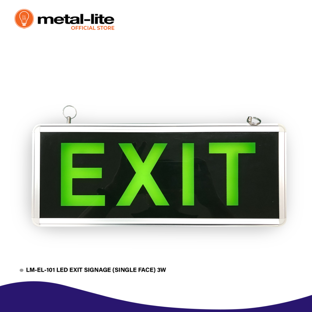 LED Exit Signage Single-face 3Watts Aluminum with Glass Light Master LM ...