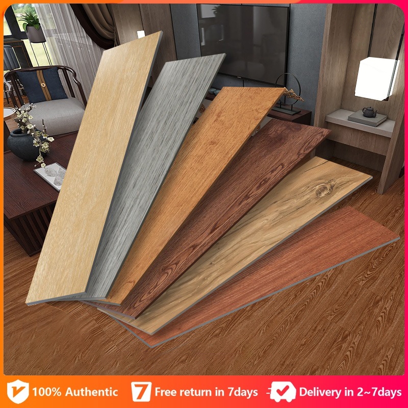 PVC Wooden 91×15cm Thick Vinyl Tiles Floor Mat Sticker Waterproof Self ...