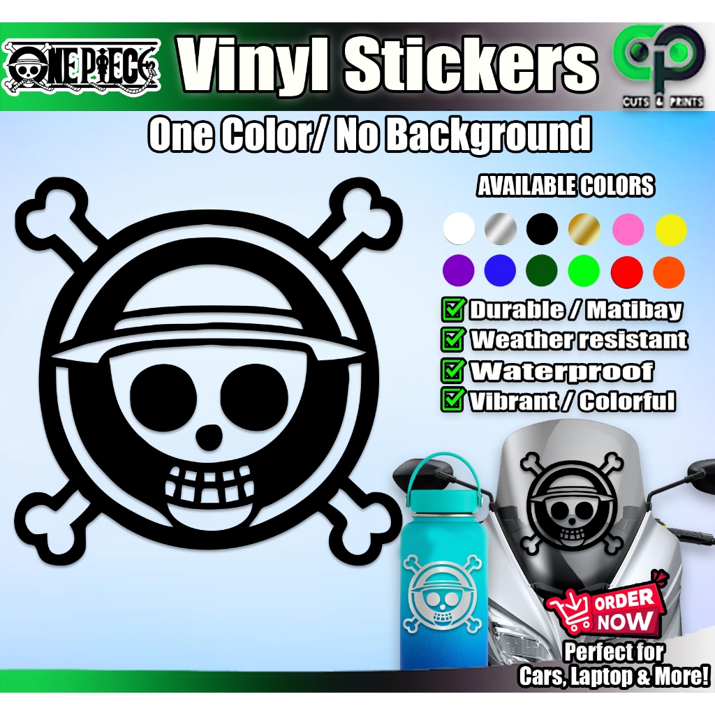 One Piece Luffy Logo 003 Vinyl Sticker - Laptop, Motorcycle, Car Decal ...