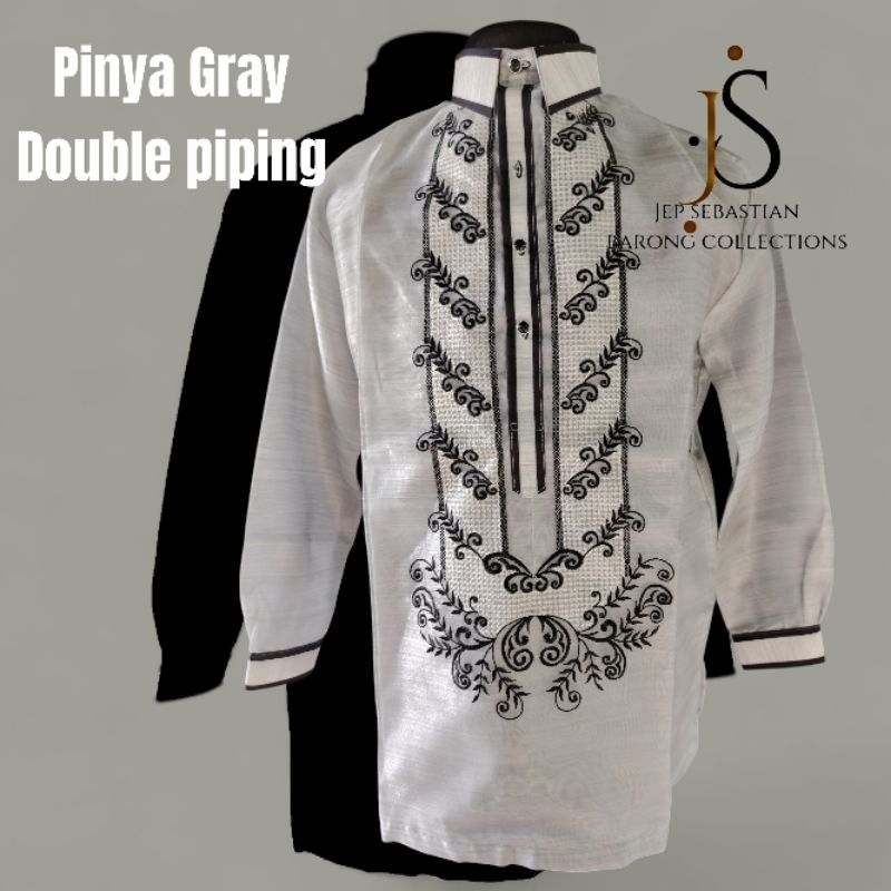 Modern Barong Tagalog Pinya Gray (Double piping) | Shopee Philippines