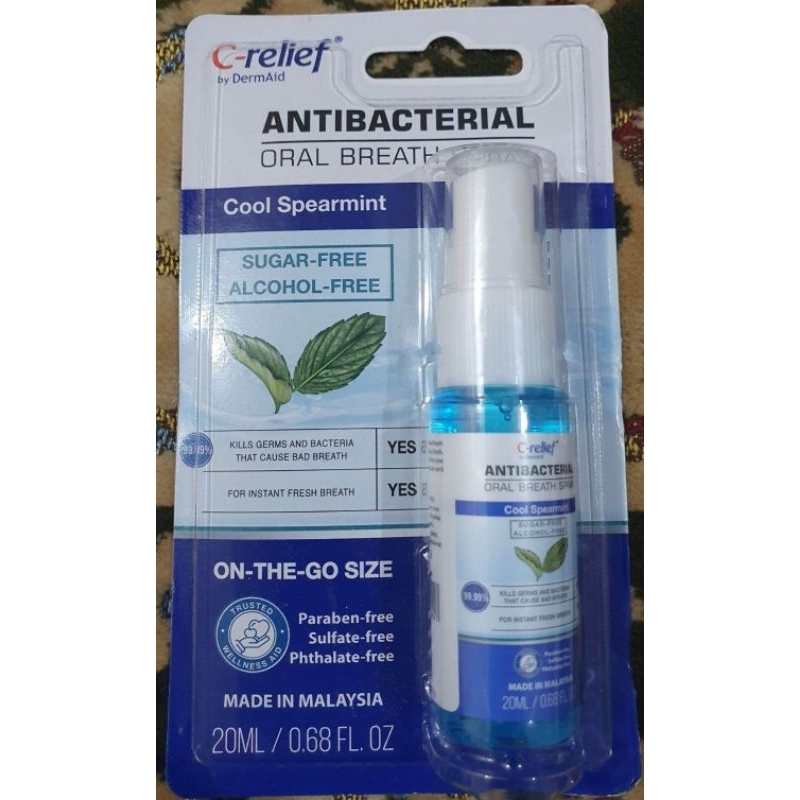 C-relief By Dermaid Antibacterial Oral Breath Spray Cool Spearmint 20ml ...