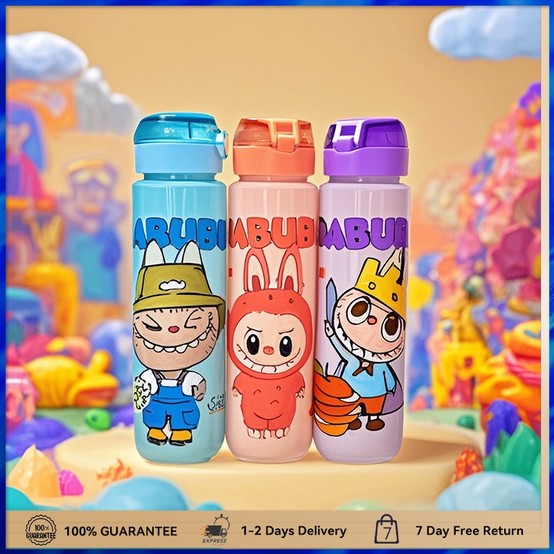 800ml Kuromi Water Cup Labubu plastic Water Bottle Flip-top straw cup ...