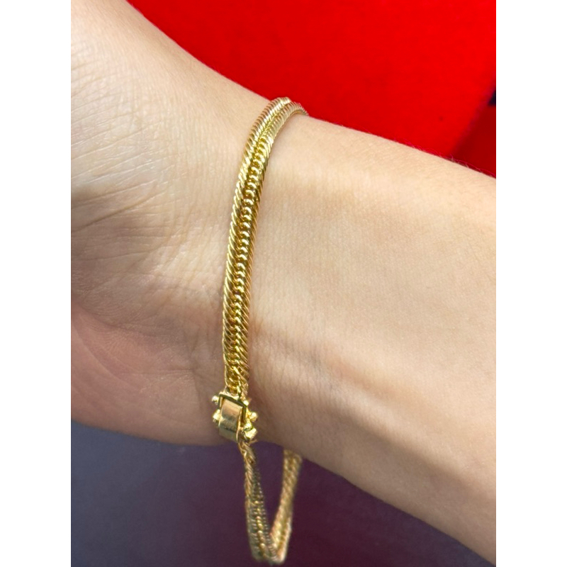 SAUDI 18K GOLD Triple lock Bracelet 8 inches Pawnable for Gift | Shopee ...