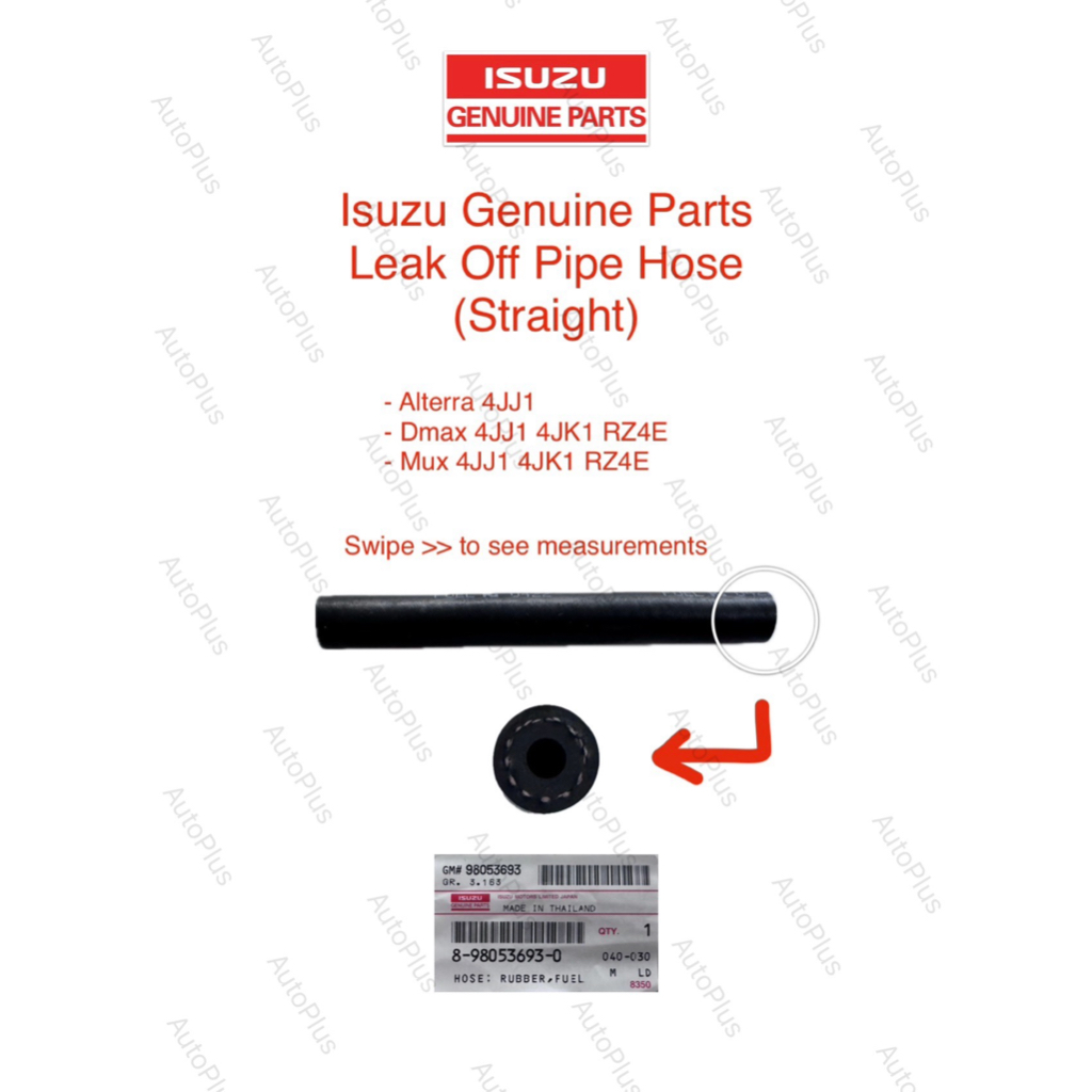 Isuzu Genuine Parts Fuel Leak Off Pipe Hose Straight (Per PC) : Dmax ...
