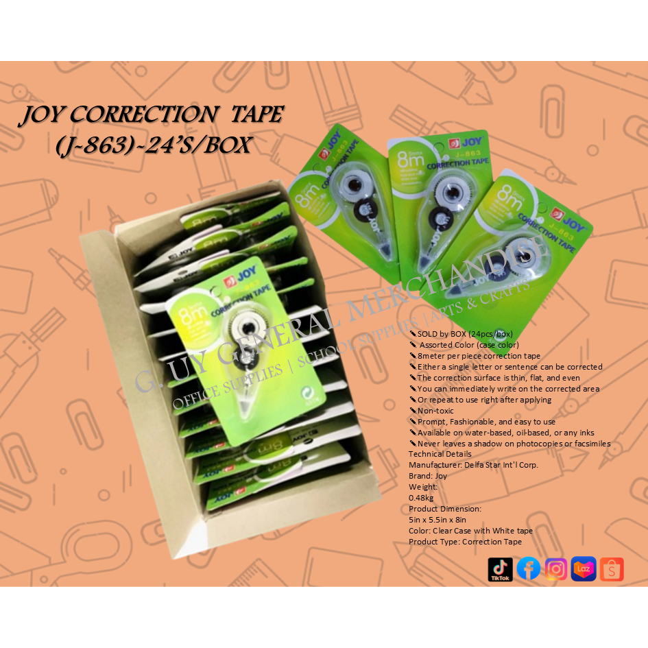 JOY CORRECTION TAPE 8m (1 pc) | Shopee Philippines