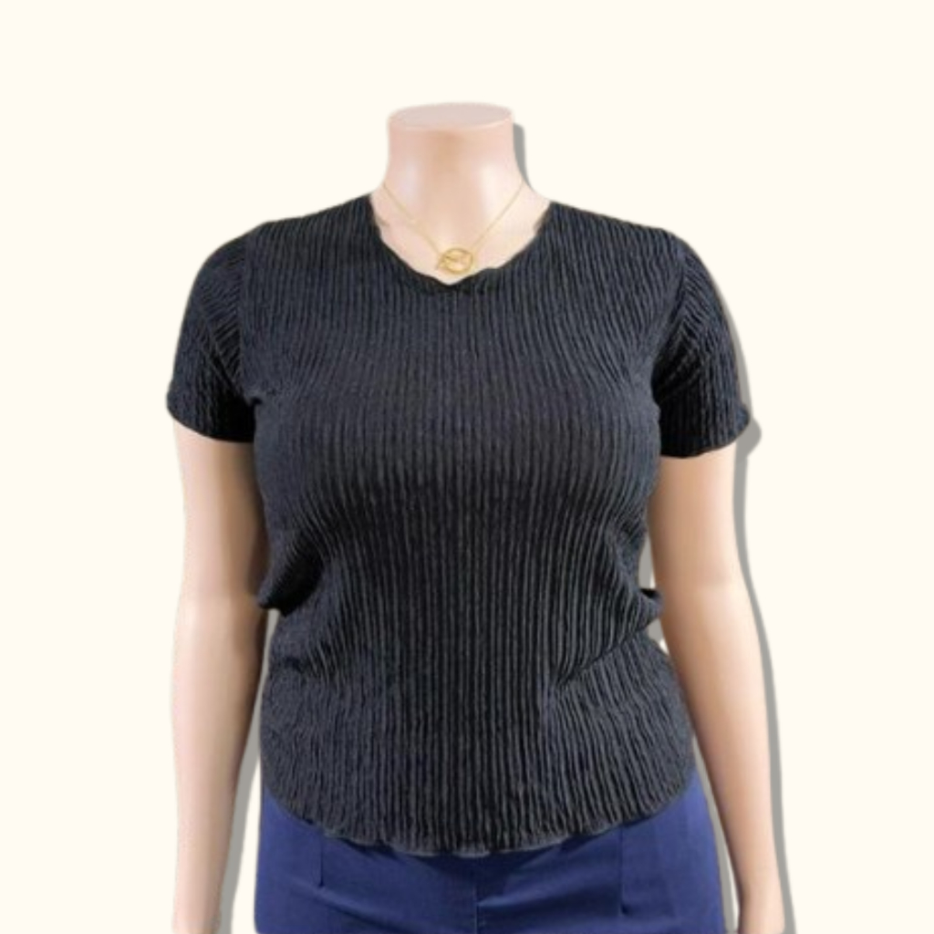 Plain Bark Crepe Lettuce Trim Tops for Women (G.CLOTHING) | Shopee ...