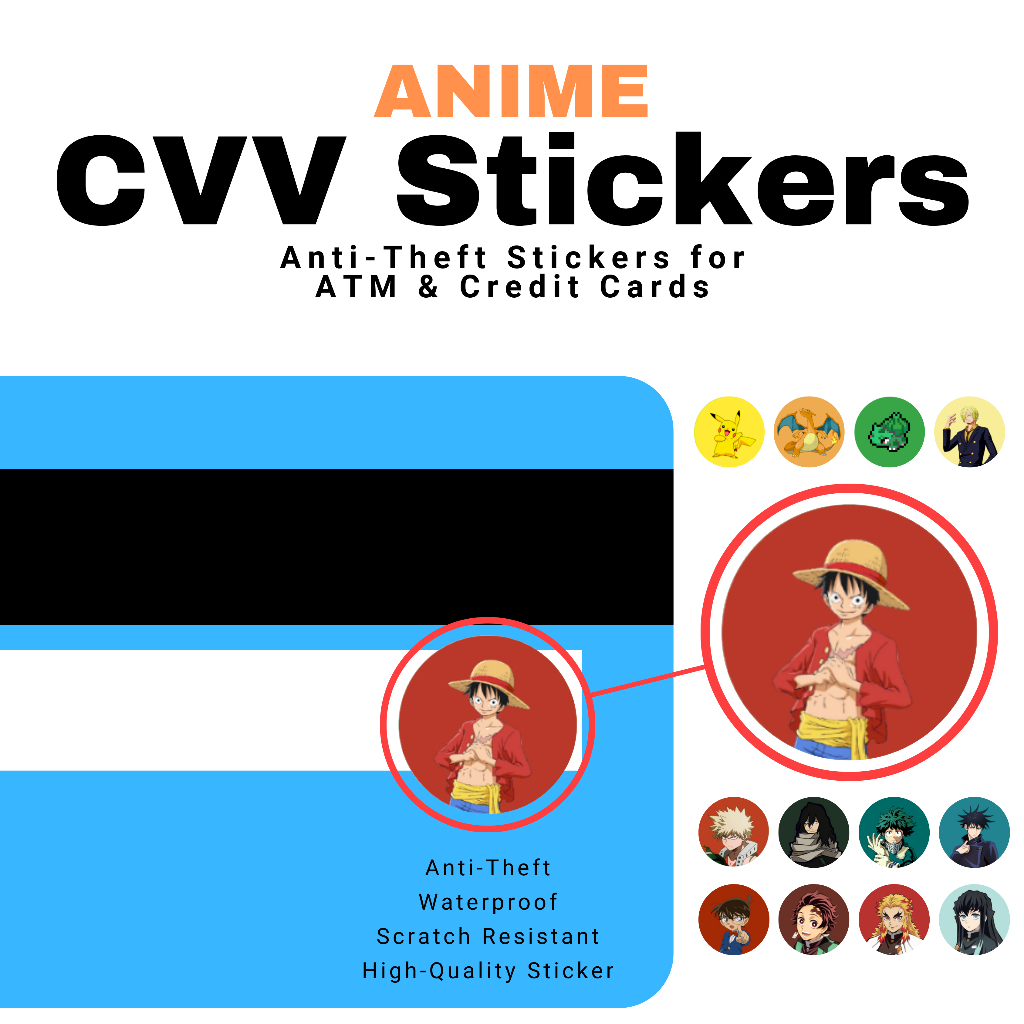 Anime CVV Stickers (Anti-Theft, Waterproof Stickers for ATM, Credit ...