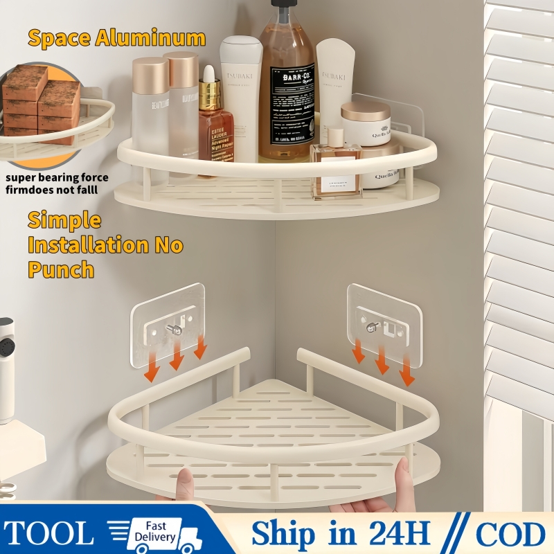 Bathroom Organizer Rack Punch-Free Toilet Shower Rack New white Wall ...