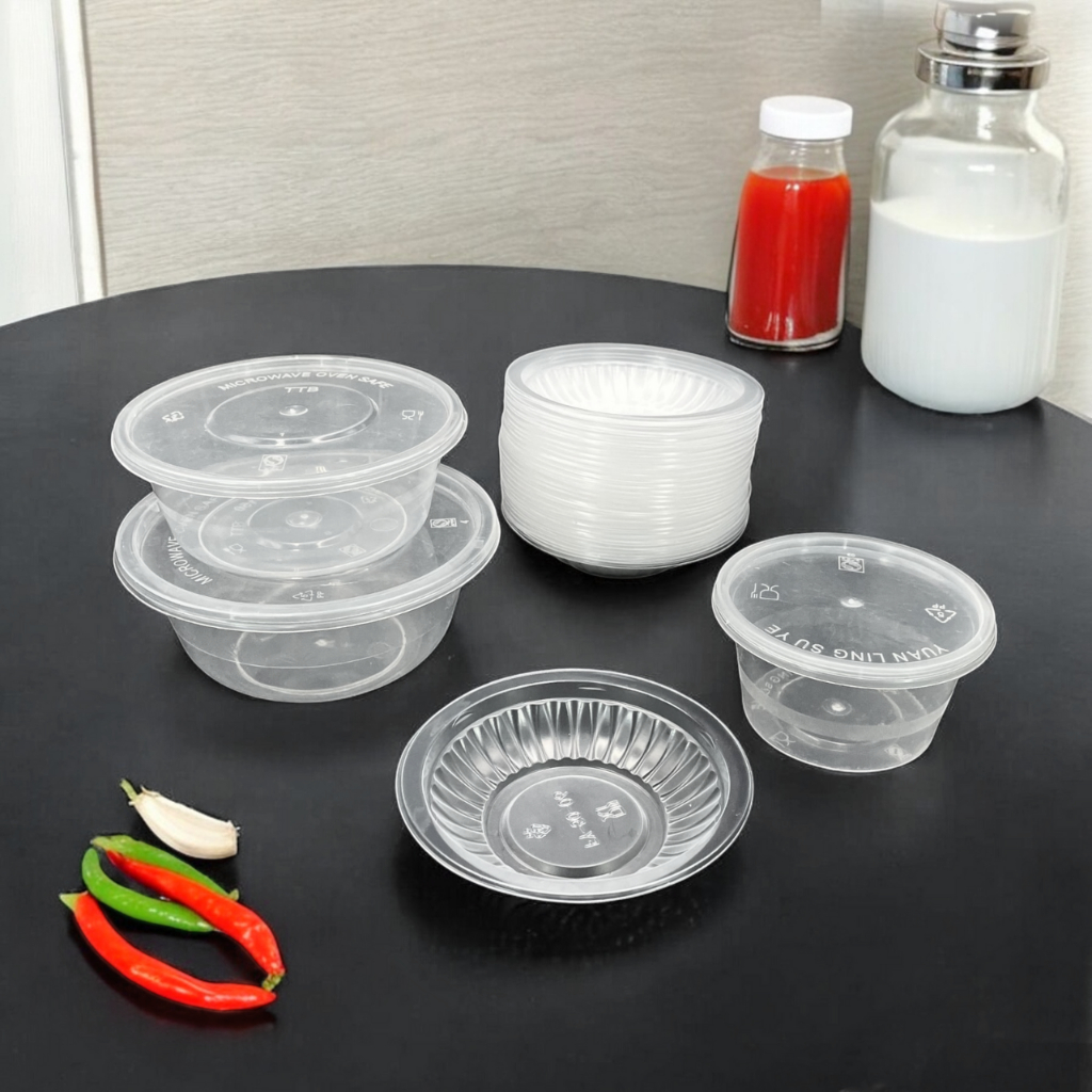 50pcs Microwavable Sauce Cup Container with Lid Condiments Plastic Cup ...