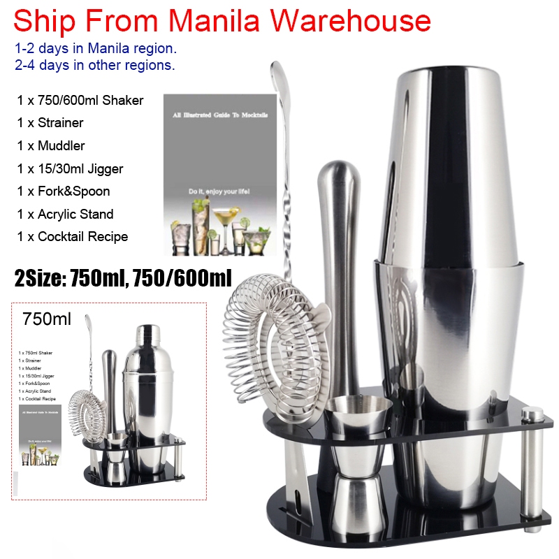 [Ship Local] 7 Piece Cocktail Shaker 750/600ml, Bartending Kit Bar ...