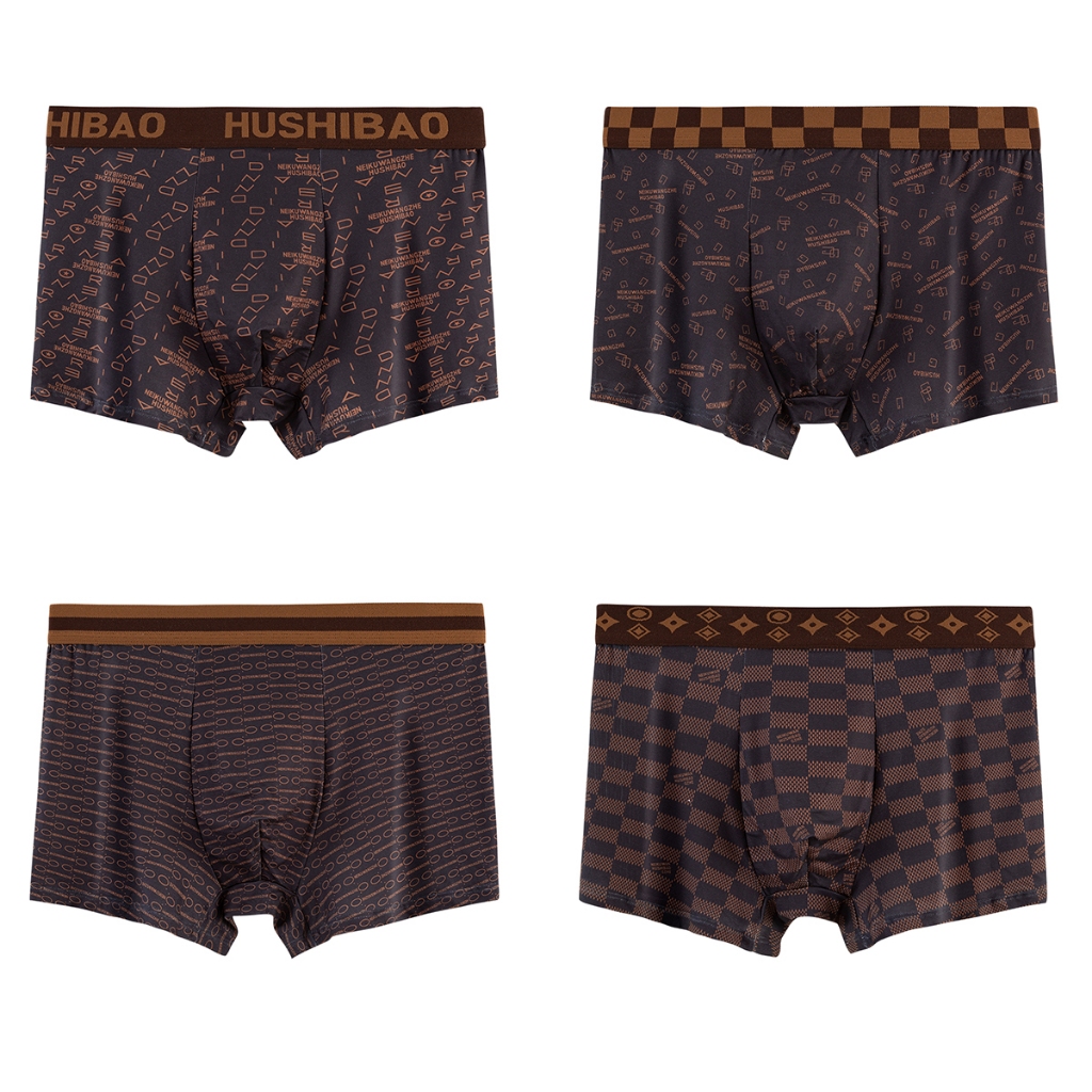 4PCSL-4XL Plus Size Men's Printed Dark Boxer Shorts Cotton Men's ...