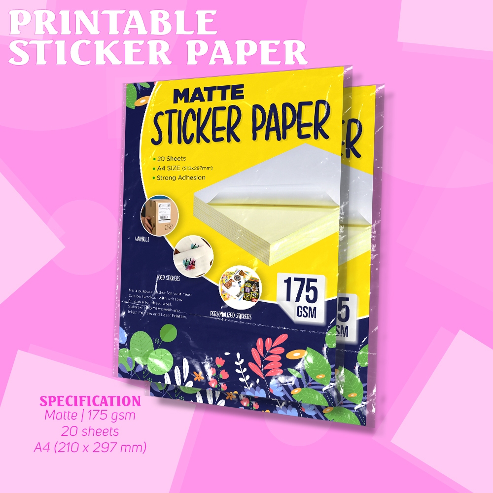 Matte Label Inkjet Photo Sticker Paper 175Gsm A4 Size - 20 sheets ...