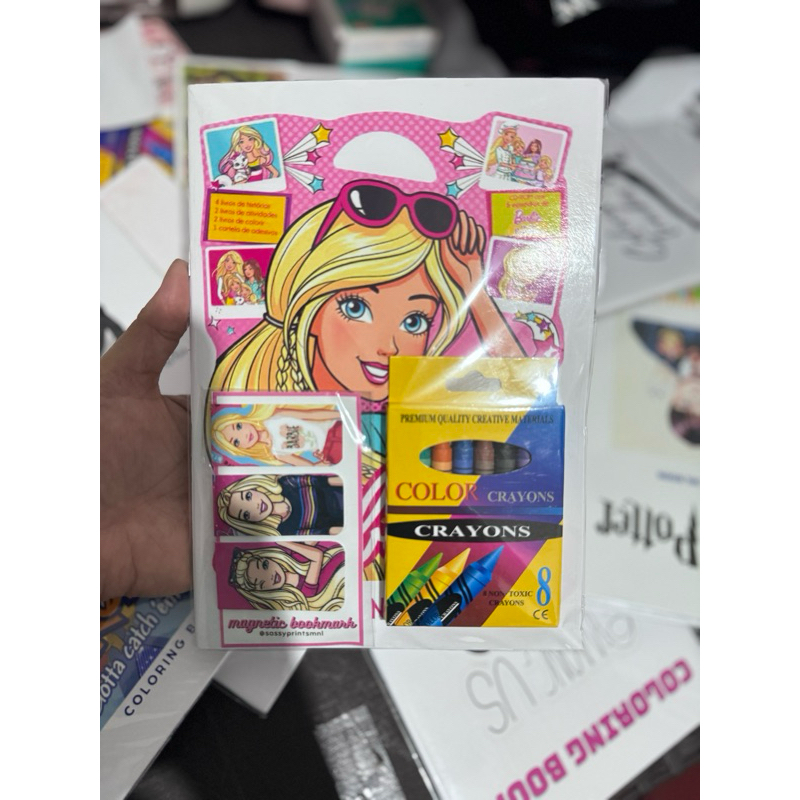 coloring book drawing book barbie set with color and magnetic bookmark ...