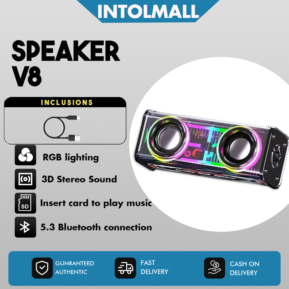 INTOLMALL V8 Wireless Speaker Outdoor Colorful Lighting Soundbar Dual ...