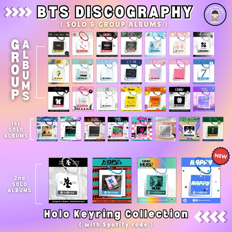 BTS DISCOGRAPHY SOLO & GROUP ALBUMS KEYRING KEYCHAIN COLLECTION ...