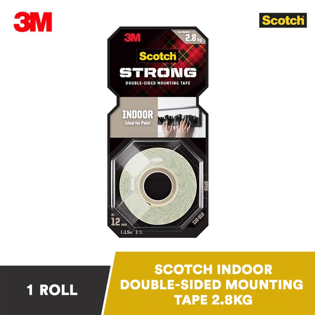 3M Scotch 110-S12 Indoor Double-Sided Mounting Tape 12MM x 1.5M | Shopee Philippines