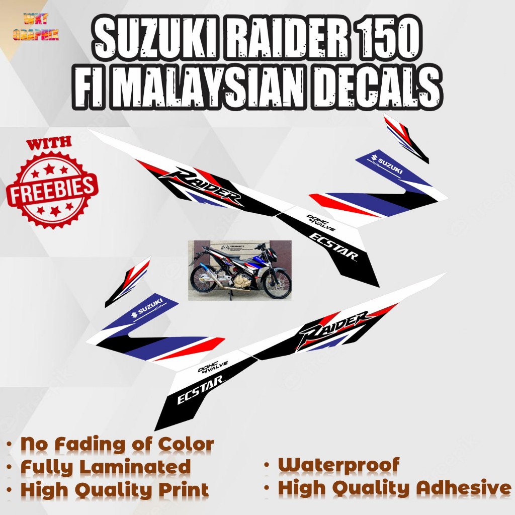 SUZUKI RAIDER 150 FI MALAYSIAN DECALS (WATERPROOF, LAMINATED, FADE ...